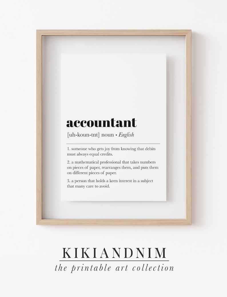 Accountant Definition Print Accountant Office Wall Art | Etsy