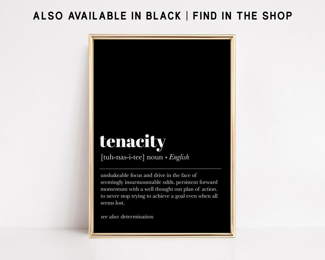 Tenacity definition office wall art home office decor | Etsy