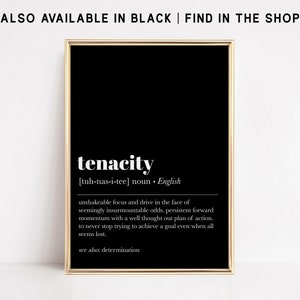 Tenacity Definition | Office Wall Art | Home Office Decor ...