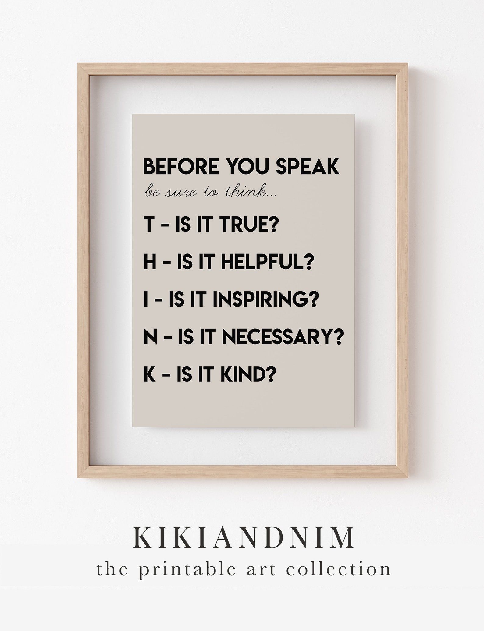 Think Before You Speak Poster | Boho Classroom Decor | Homeschool Wall ...