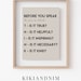 Think Before You Speak Poster | Boho Classroom Decor | Homeschool Wall ...