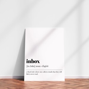 Funny Home Office Sign Inbox Definition Print Office Wall - Etsy Canada