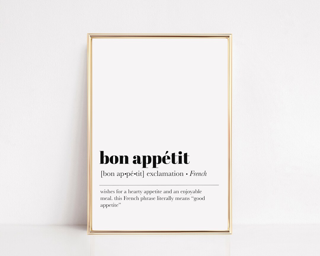 Kitchen Wall Art | Bon Appetit Definition Print | Dining Room Wall Art ...