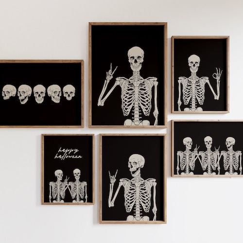 Halloween Printable Wall Art Halloween Skeleton Print - Etsy