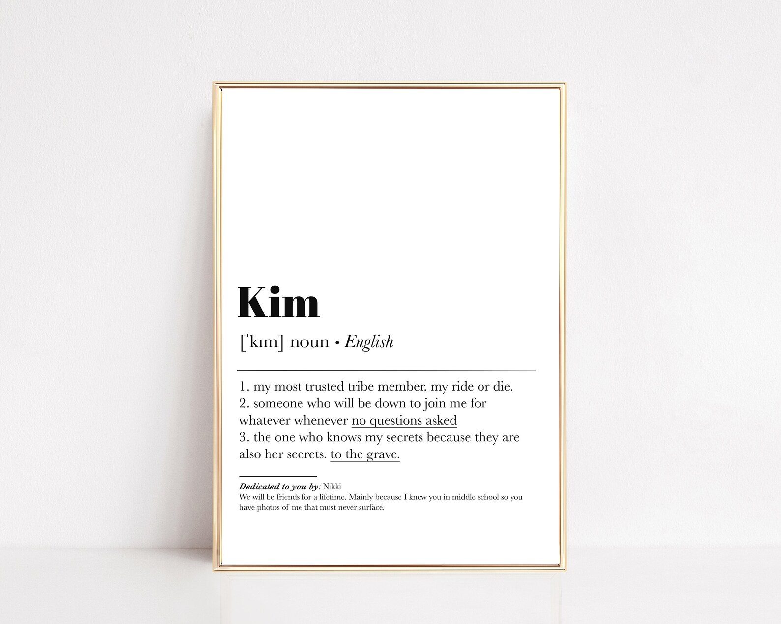 Personalized Gifts Custom Name Definition Print Best - Etsy