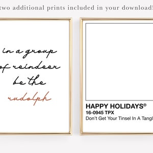 Funny Christmas Wall Art | Set of 8 CHRISTMAS PRINTS | Holiday Decor ...
