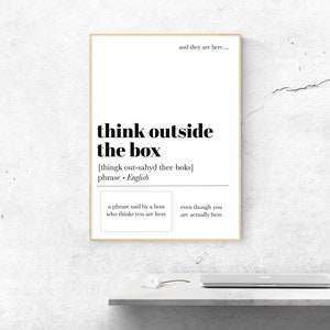Think Outside the Box Definition Print | Office Wall Art (digital ...