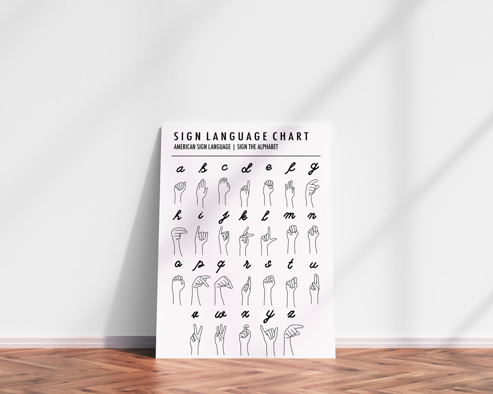 Sign Language Poster Abc Print With Sign Language | Etsy