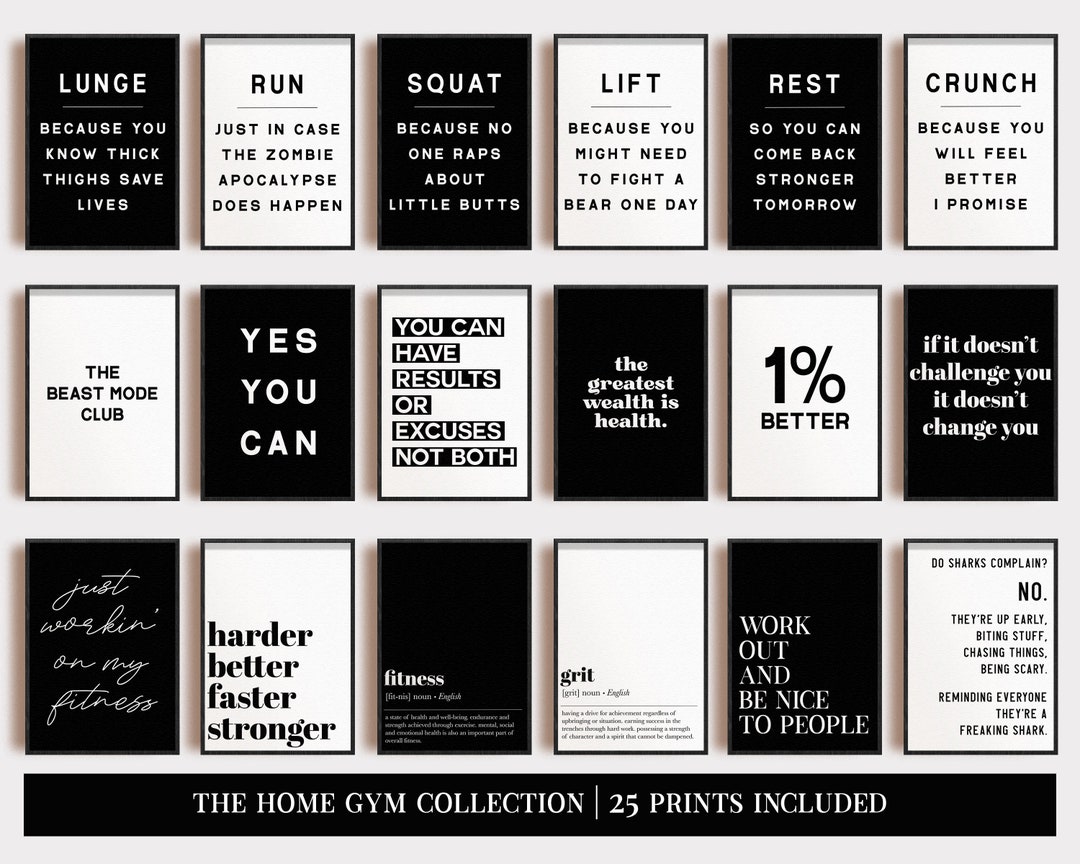 Home Gym Wall Art Mega Bundle | Set of 25 PRINTABLES | Gym Decor ...