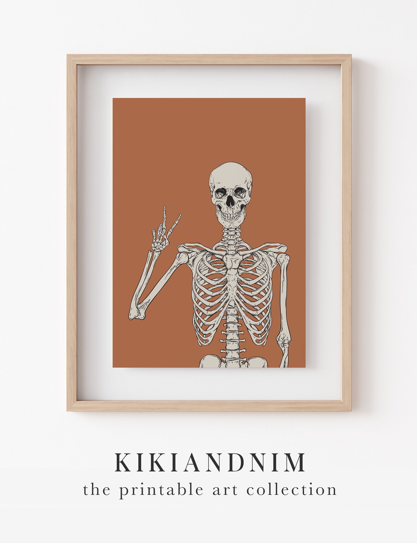 Orange Skeleton Print Halloween Printable Wall Art - Etsy