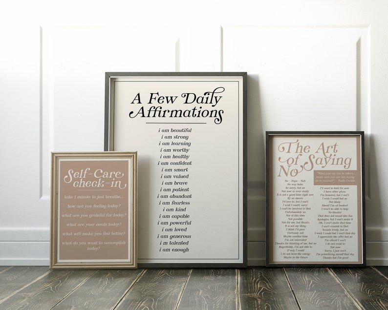 Self Care Poster | Set of 2 Prints | Self Care Wall Art | Mental Health ...
