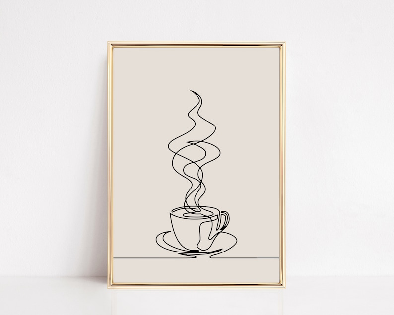 Coffee One Line Art Coffee Wall Art Minimal Coffee Print - Etsy