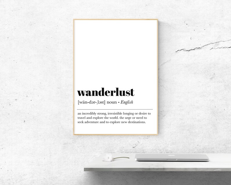 Wanderlust Definition Print | Travel Art Print | Wanderlust Wall Art ...
