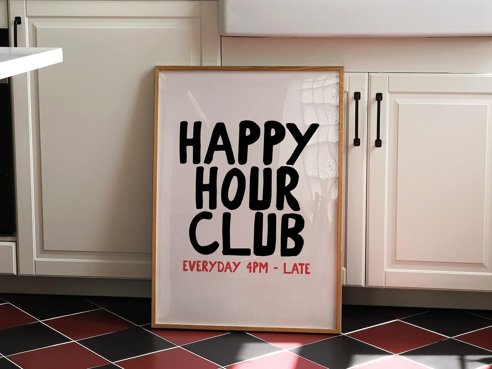 Happy Hour Club Print | Bar Cart Decor | Kitchen Wall Art | Typography ...