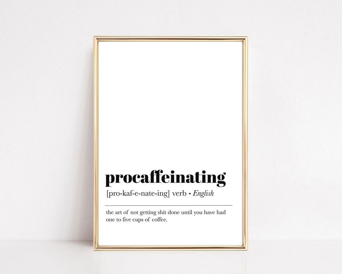 Coffee Bar Print | Procaffeinating Definition Print | Coffee Bar Printable | Coffee Print ...