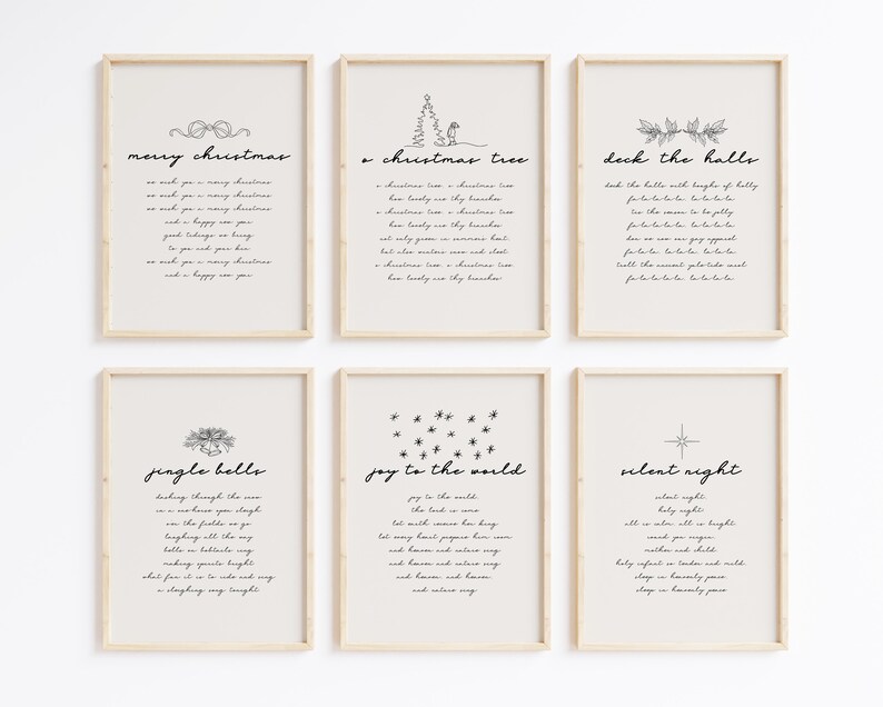 Neutral Christmas Decor | 7 CHRISTMAS PRINTS | Farmhouse Christmas Wall ...