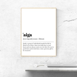 Aiga Definition Print | Family Definition Poster | Samoan Language Art ...