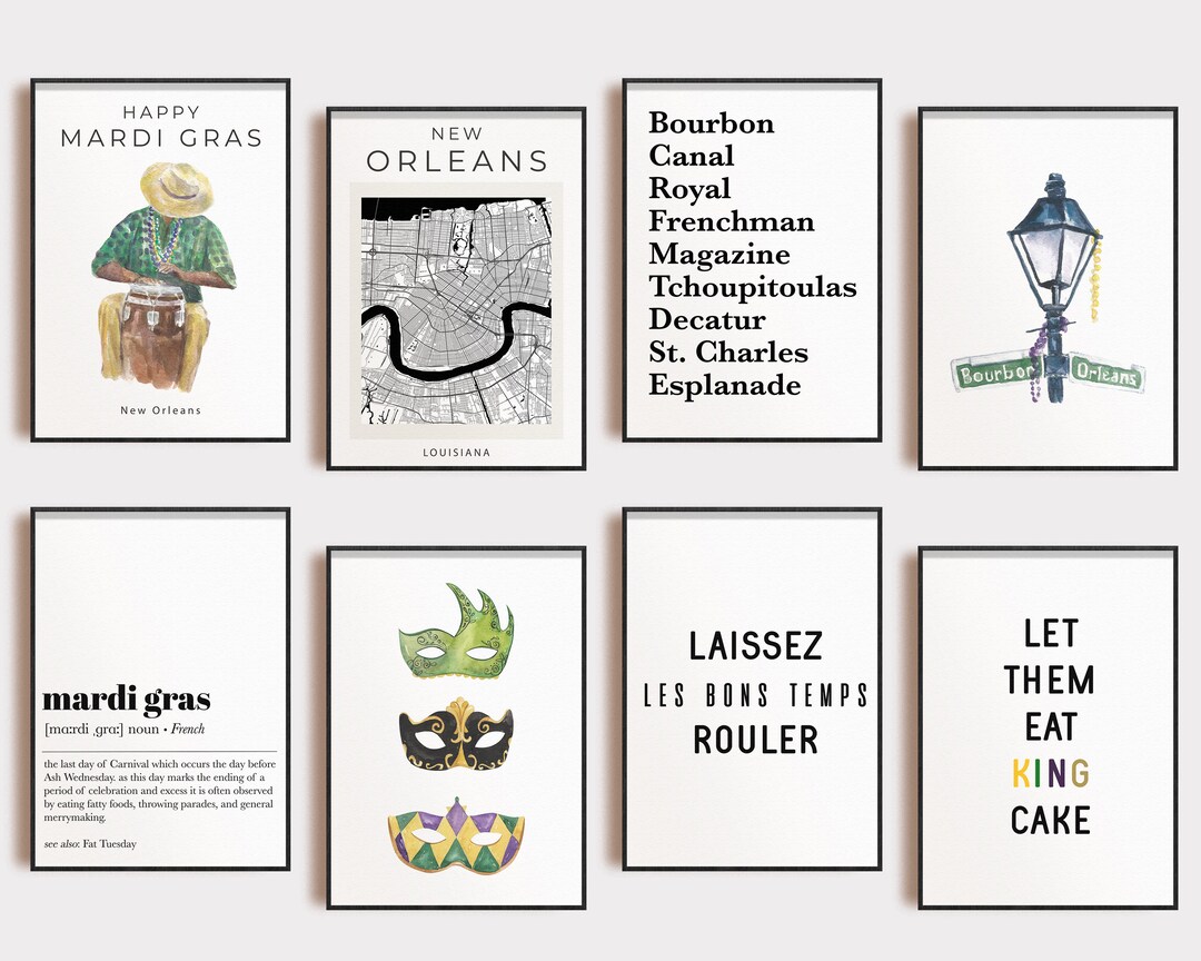 Mardi Gras Decor | Set of 16 PRINTABLES | Mardi Gras Decorations ...