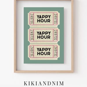 Yappy Hour Ticket Print | Sage Green Wall Art | Bar Cart Decor ...