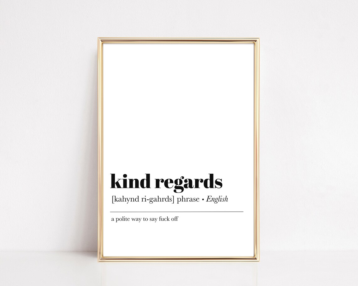 Funny Office Email Kind Regards Definition Coworker Gift - Etsy