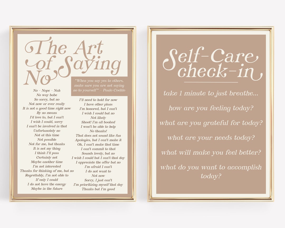 Self Care Poster Set of 2 Prints Self Care Wall Art Mental Health ...