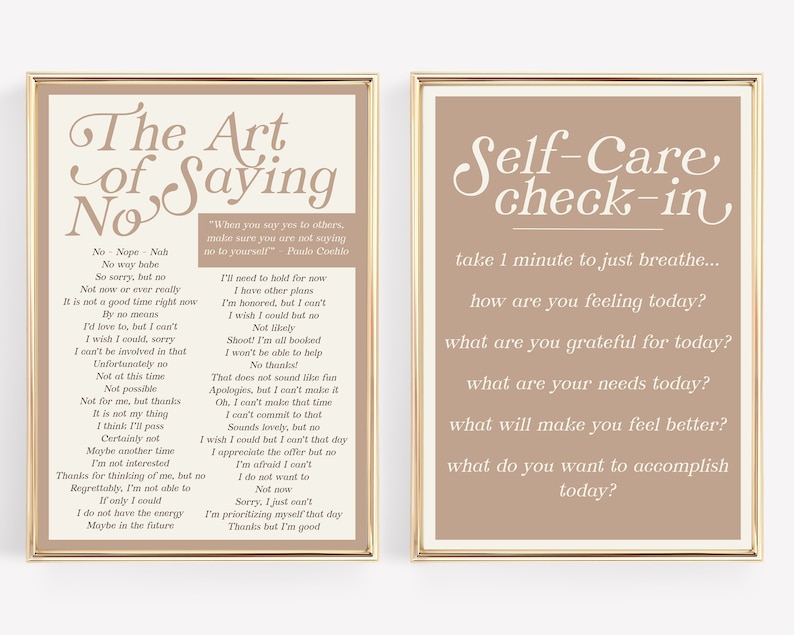 Self Care Poster Set of 2 Prints Self Care Wall Art - Etsy