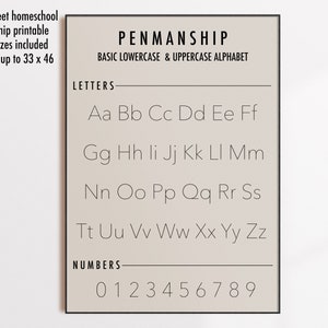 Educational Poster | Penmanship Chart | Homeschool Decor | Neutral ...