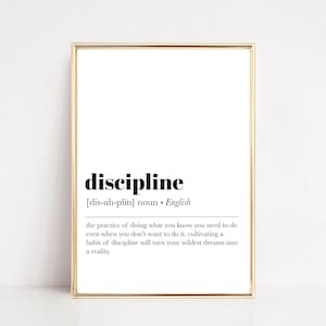 Discipline Definition Print | Office Wall Art | Home Office Decor ...