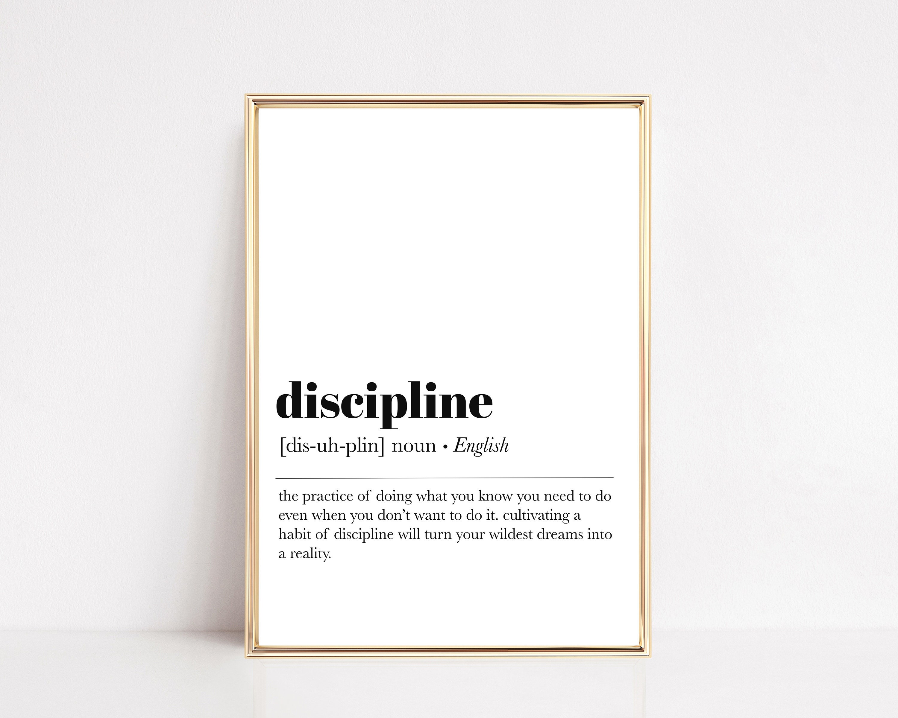 Discipline Definition Print Office Wall Art Home Office | Etsy