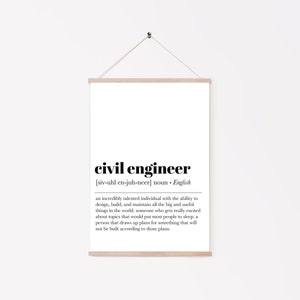 Civil Engineer Definition Print | Civil Engineer Gifts | Gift for ...