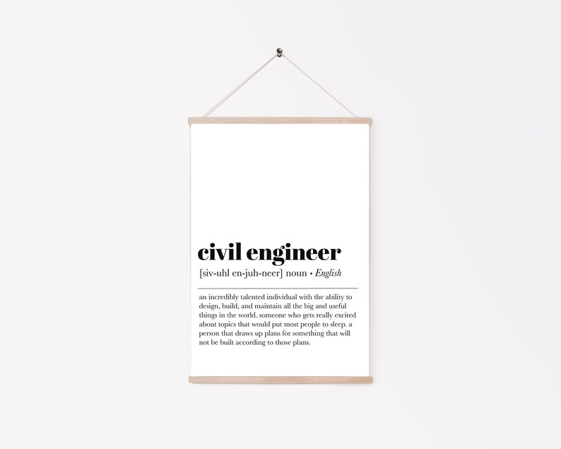 Civil Engineer Definition Print Civil Engineer Gifts Gift - Etsy