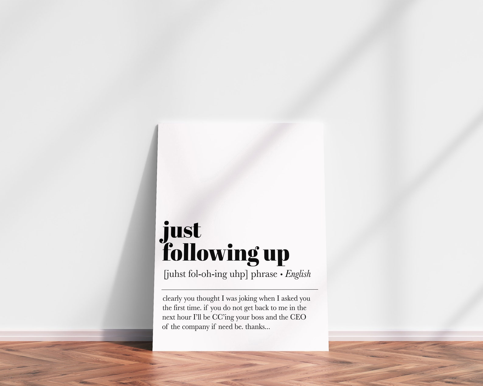 Home office wall decor just following up definition print | Etsy