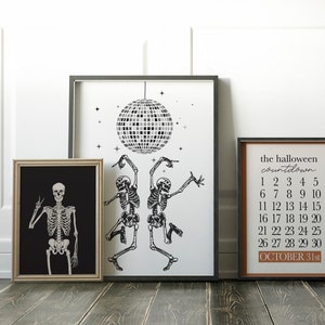 Dancing Skeleton Wall Art | Disco Ball Art | Halloween Print | Disco ...