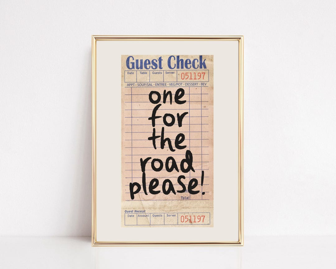 Guest Check Bar Cart Print | One for the Road | Retro Kitchen Decor ...