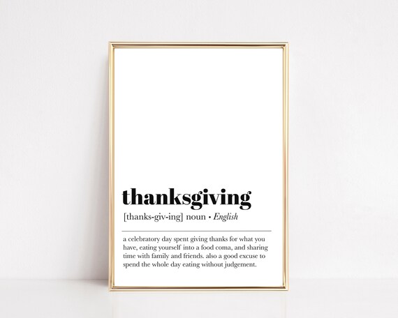 Thanksgiving Definition Print Fall Wall Art Print | Etsy