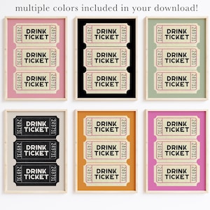 Drink Ticket Print | Retro Bar Cart Print | Drink Ticket Poster ...