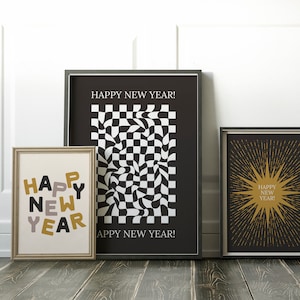 Retro New Years Eve Print | Printable Happy New Year Sign | New Years ...