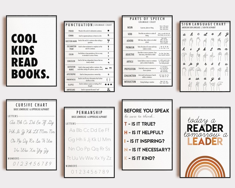 English Classroom Decor Bundle Reading Posters Grammar - Etsy