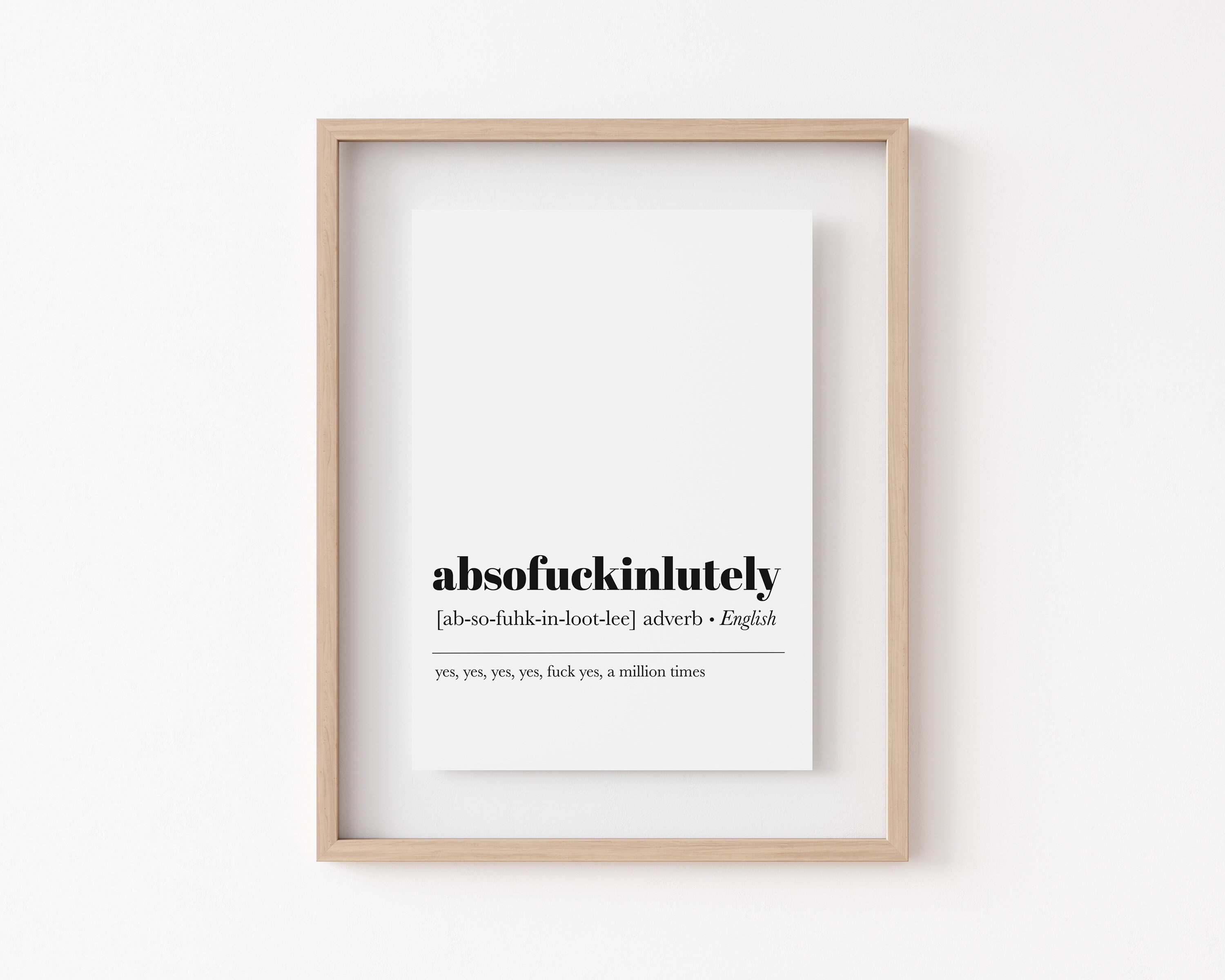 Absofuckinlutely Definition Print Funny Printable Wall Art | Etsy