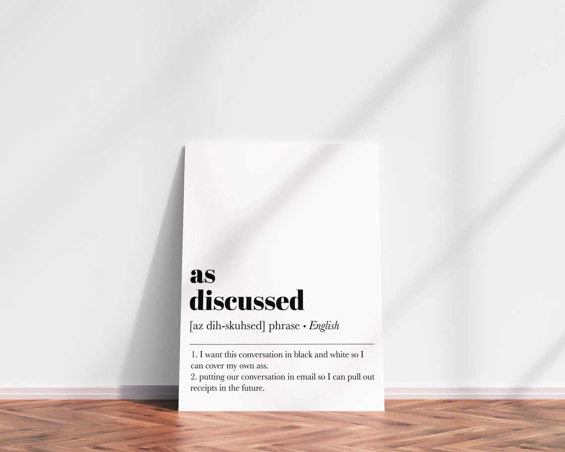 Home Office Poster as Discussed Definition Print Funny - Etsy Canada