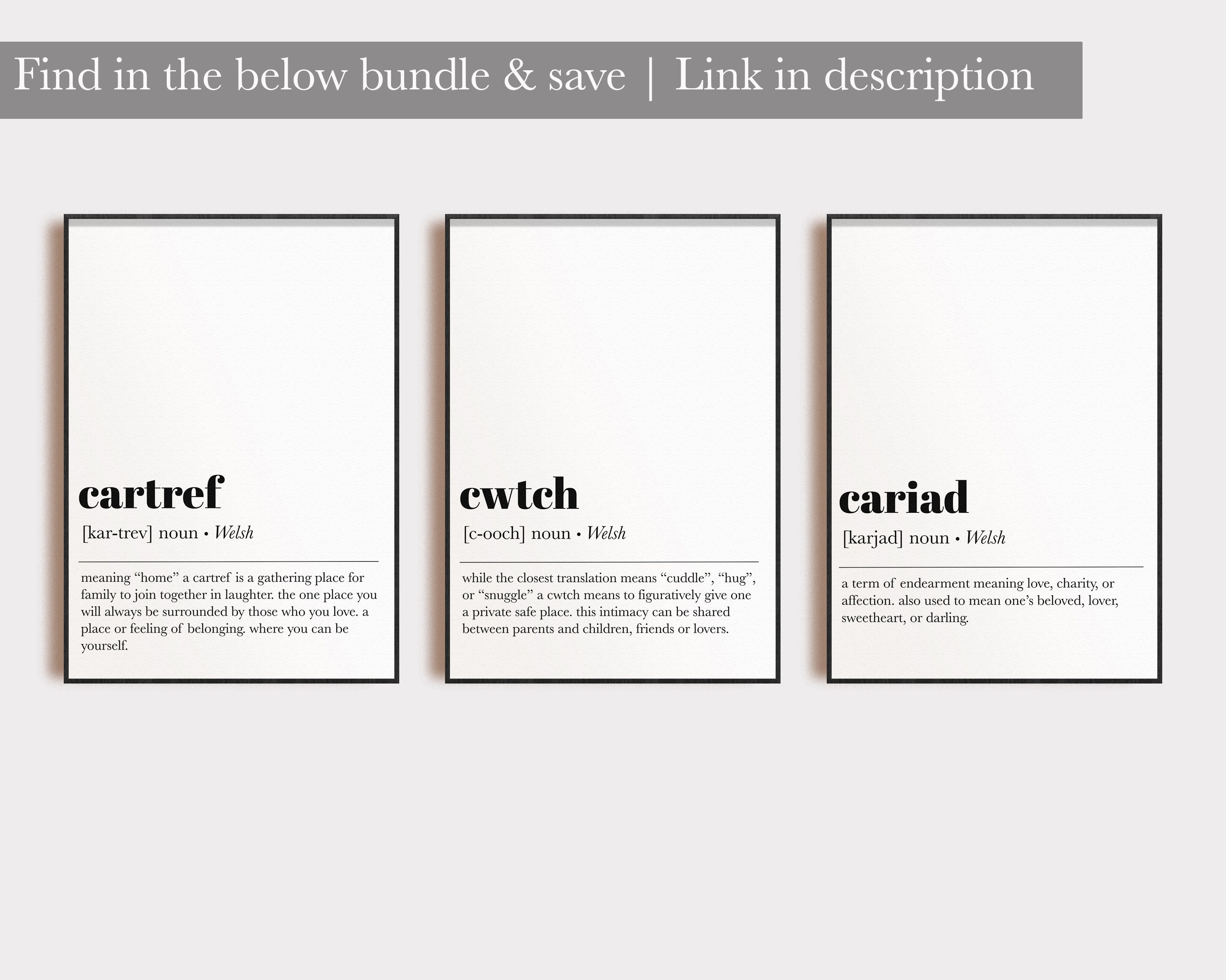 Cariad Definition Print | Welsh Print | Wales Print | Welsh Sayings ...