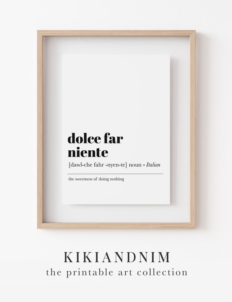 Dolce Far Niente Definition Print Italian Wall Art - Etsy