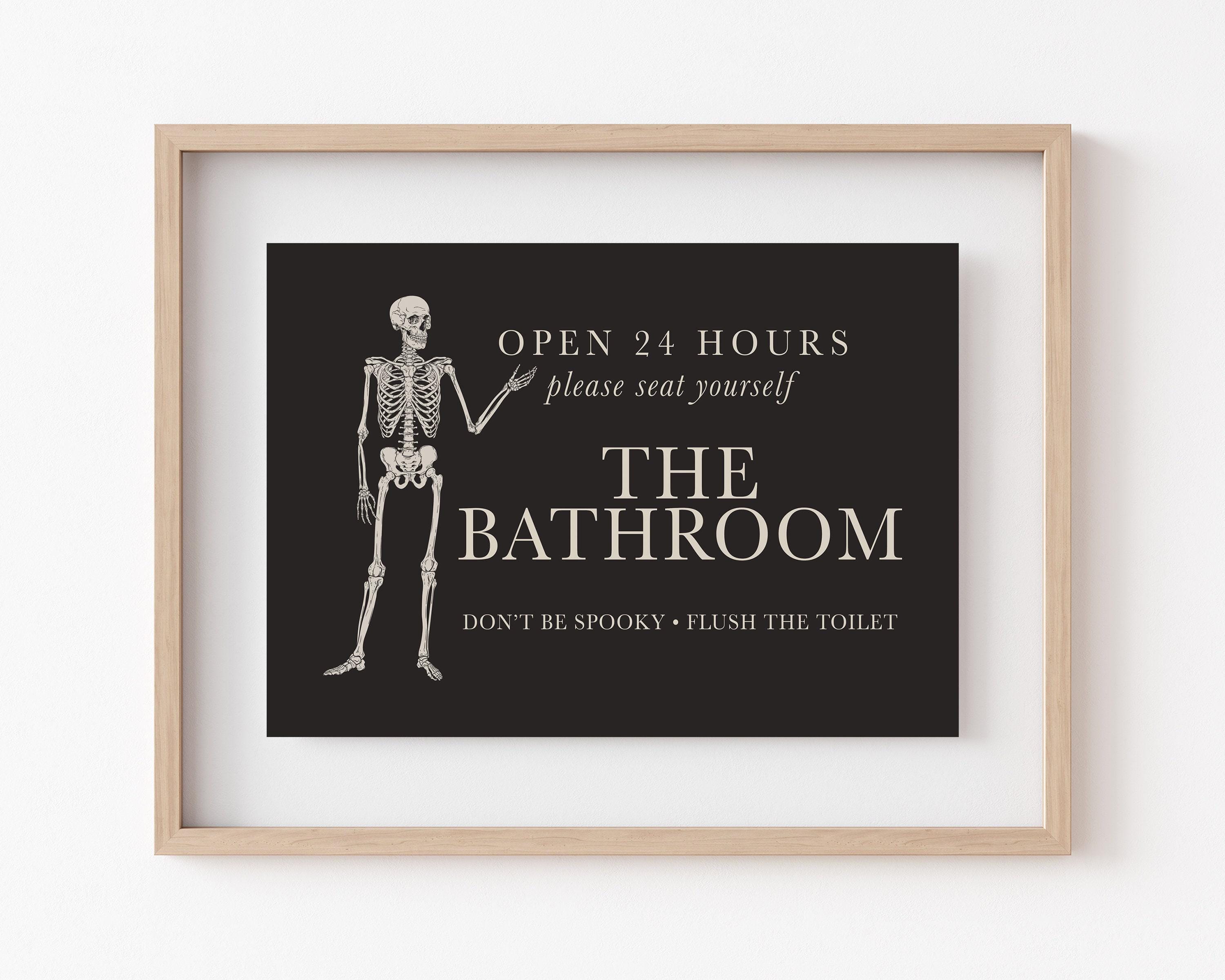 Halloween Bathroom Sign | Skeleton Art | Halloween Bathroom Wall Art ...