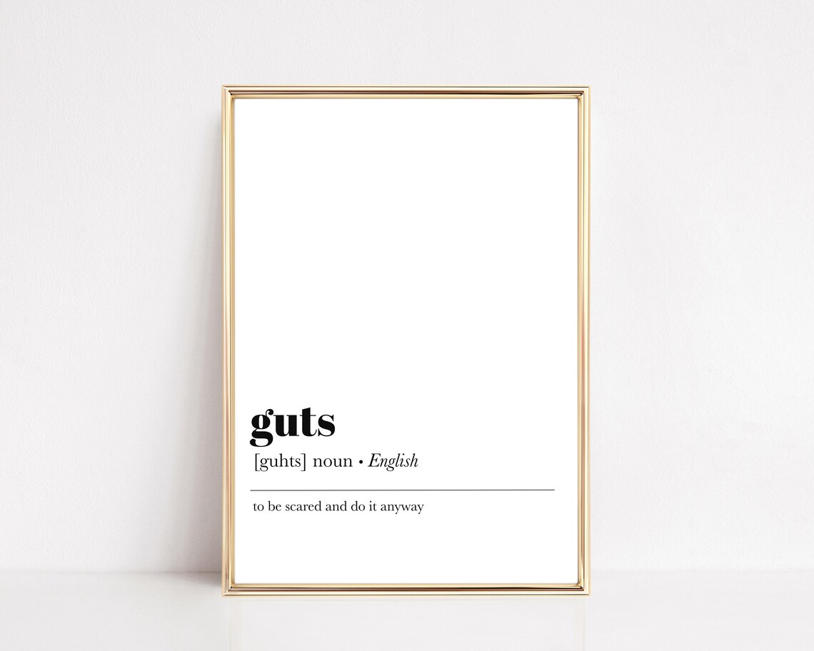 Guts Definition Print Motivational Wall Art Inspirational - Etsy