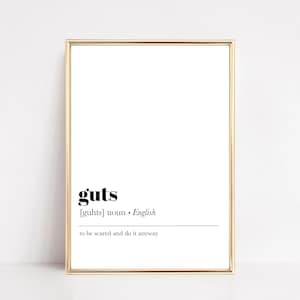 Guts Definition Print | Motivational Wall Art | Inspirational Wall ...