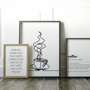 Coffee Cup Line Art Print | Minimalist Kitchen Decor (digital Download ...