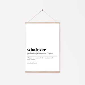 Whatever Definition Print Funny Teen Gift Funny Home Decor | Etsy