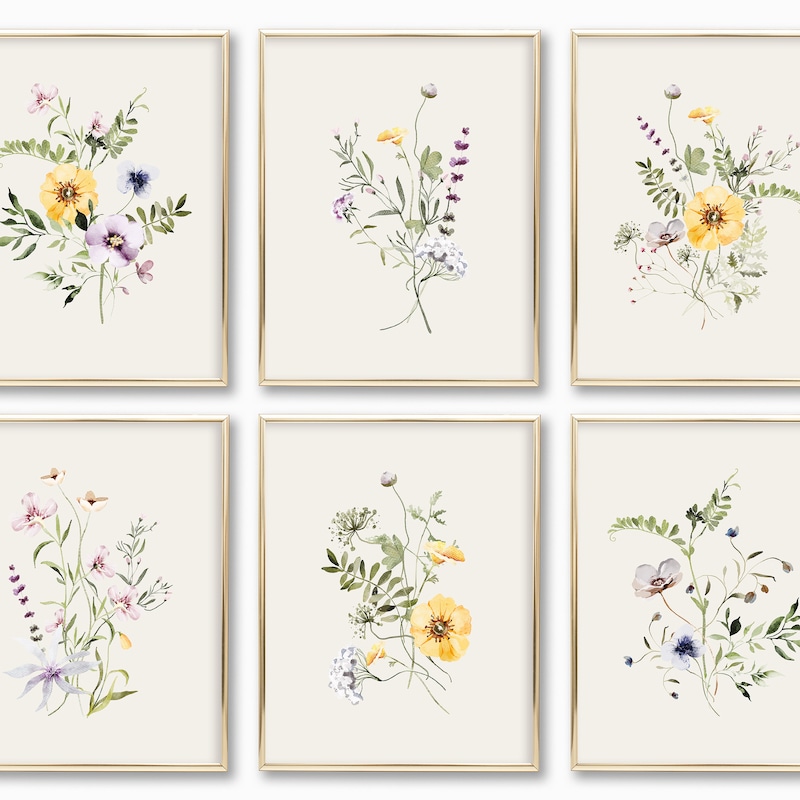 Botanical Prints Set of 6 - Etsy