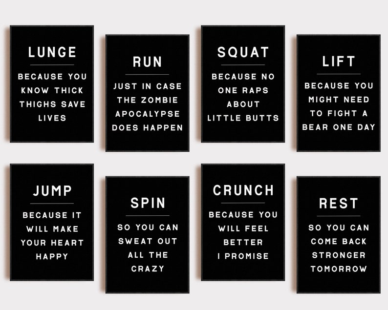 Home Gym Decor Set of 9 PRINTABLES Gym Wall Art Gym - Etsy