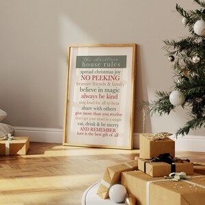 Christmas Wall Art | Christmas House Rules Print | Christmas Decor ...